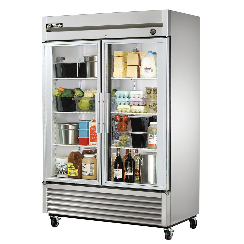 True T-49G-HC~FGD01 2-Sect 2 Glass Door Reach-In Refrigerator 55 ...