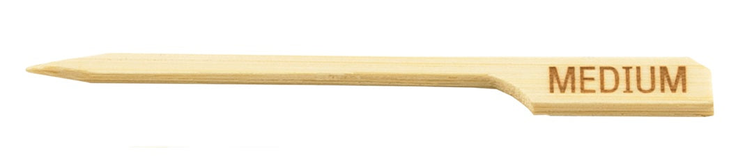 TableCraft MEDIUM "Medium" 3-1/2" Bamboo Temperature Meat Marker Pick ...