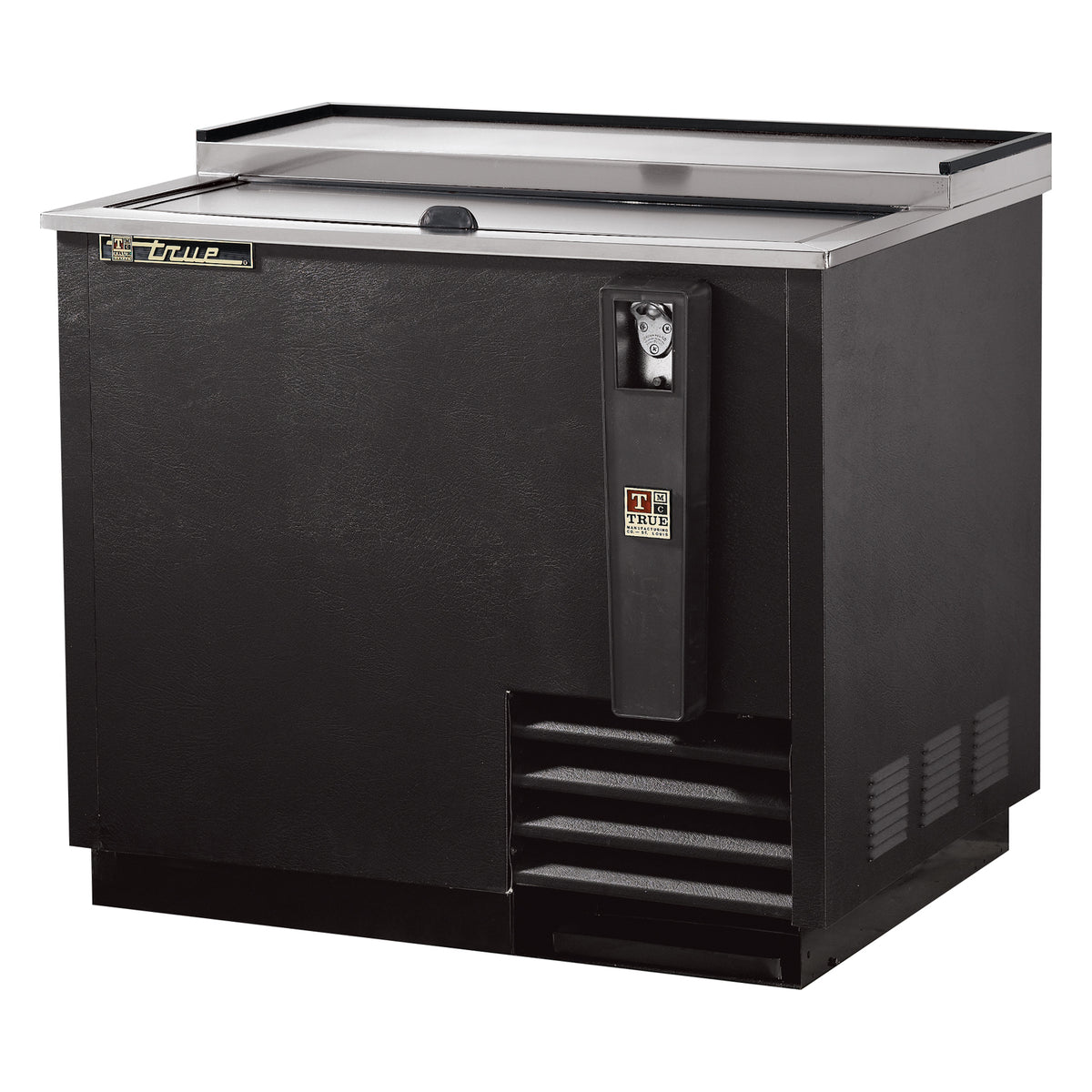 True TD-36-12-HC Black 1 Solid Lid Horizontal Bottle Cooler 36" – Jean ...
