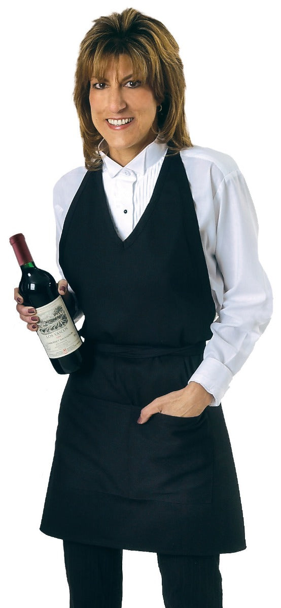 Chef Revival VNA3840-BK Tuxedo V-Neck Apron 32"L x 28"W" - Black – Jean ...